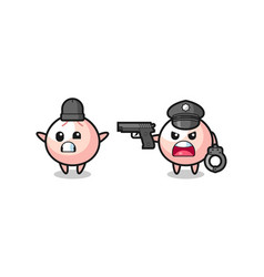 French bread robber with hands up pose caught Vector Image