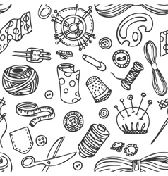 Sewing and needlework seamless pattern Royalty Free Vector