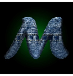 Jeans alphabet Denim letter M Royalty Free Vector Image