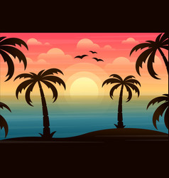 Tropical beach with palm trees Royalty Free Vector Image