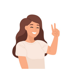 Smiling happy uwu face peace finger gesture Vector Image