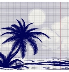 Boat on water under the tree sketch wallpaper Vector Image