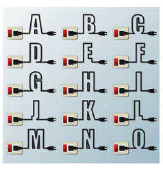 Electric Wire And Plug Alphabets Font Style Vector Image