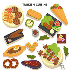 Arabic cuisine restaurant dishes posters Vector Image