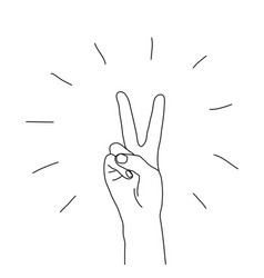 Smiling happy uwu face peace finger gesture Vector Image