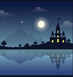 Card With Cartoon Castle Royalty Free Vector Image