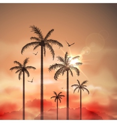 Tropical beach with palm trees Royalty Free Vector Image
