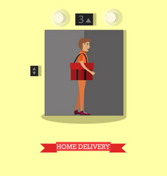 Cartoon Delivery boy bringing a cardboard pizza bo Vector Image by ...