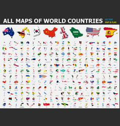 All maps world countries and flags set 1 Vector Image