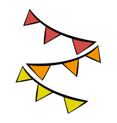 Doodle tree branches and party flags Royalty Free Vector