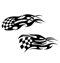 Checkered flag with black flames Royalty Free Vector Image