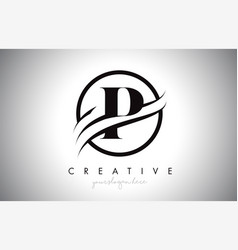 P letter design logo icon with circle and swoosh Vector Image