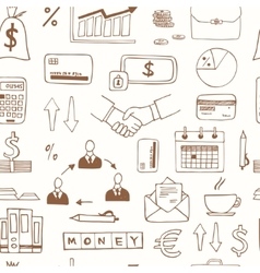 Hand drawn seamless pattern with business icons Vector Image
