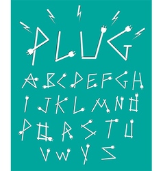Electric Wire And Plug Alphabets Font Style Vector Image
