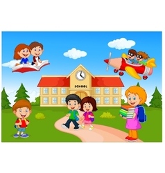 Cartoon little kid a study in the classroom Vector Image