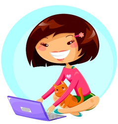 Girl using computer Royalty Free Vector Image - VectorStock