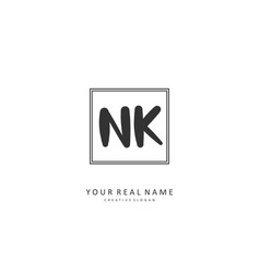 N k nk initial letter handwriting and signature Vector Image