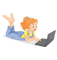 Girl using computer Royalty Free Vector Image - VectorStock