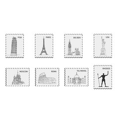 World landmarks eiffel tower statue of liberty Vector Image
