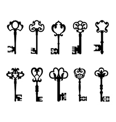 Old keys silhouettes design Royalty Free Vector Image