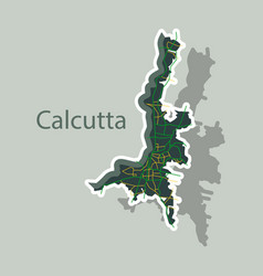 Sticker calcutta map city with borders Royalty Free Vector
