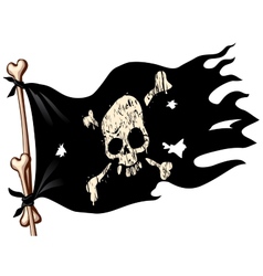 Pirate black flag with skull and crossbones Vector Image