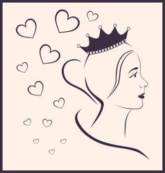 Princesses profile set beautiful female Royalty Free Vector Image ...