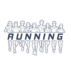 Running text font design marathon runners Vector Image