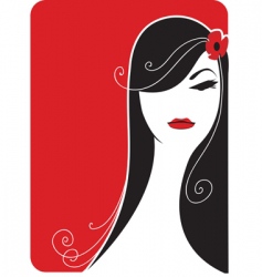 Beautiful woman face with red lips make up Royalty Free Vector Image ...