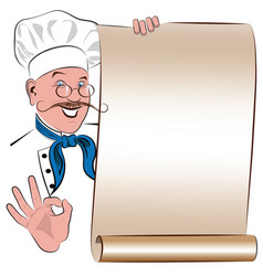 Cartoon chef with blank menu Royalty Free Vector Image - VectorStock