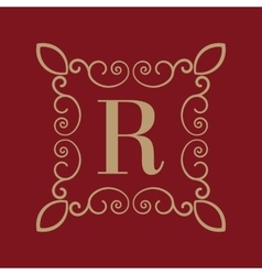 R gold letter with swirly ornaments Royalty Free Vector