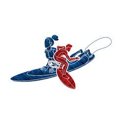 Surfboard surfing line logo minimal design Vector Image