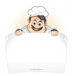 Cartoon chef with menu background Royalty Free Vector Image