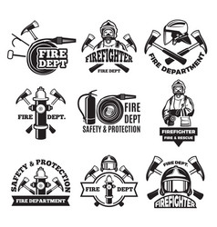 Set of fire department emblems and badges Vector Image