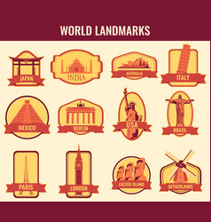 World landmarks stamps Royalty Free Vector Image