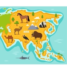 Animals on the map of Asia Royalty Free Vector Image