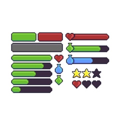 Loading progress bar pixel art cartoon retro game Vector Image