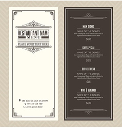 Black and White Restaurant Menu Design Template Vector Image