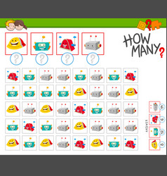 Counting task with cartoon characters Royalty Free Vector