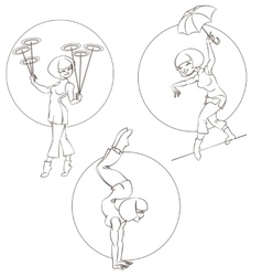 Pinup circus artist silhouette inkpen hooper Vector Image