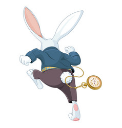 White Rabbit with pocket watch Royalty Free Vector Image