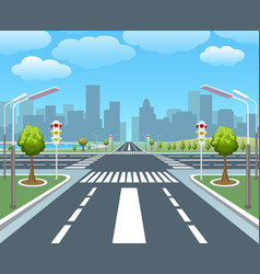 Modern city empty freeway junction cartoon Vector Image