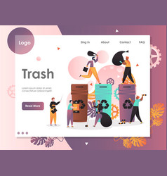 Waste sorting orange trash can with sorted Vector Image