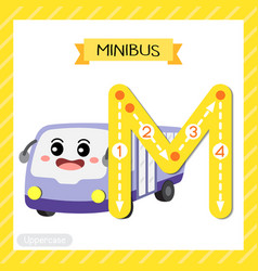 Letter m tracing minibus Royalty Free Vector Image