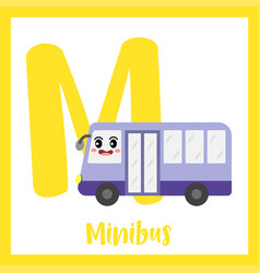 Letter m tracing minibus Royalty Free Vector Image