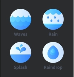 Water drop and splash icon set Royalty Free Vector Image