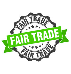 Fair trade round red sticker isolated on white Vector Image