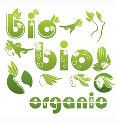 Green hands eco and beauty symbols Royalty Free Vector Image