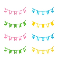 Doodle tree branches and party flags Royalty Free Vector