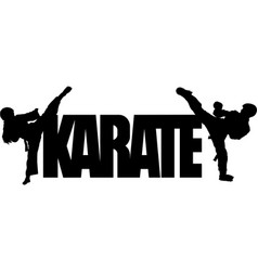 Karate text and silhouette Royalty Free Vector Image